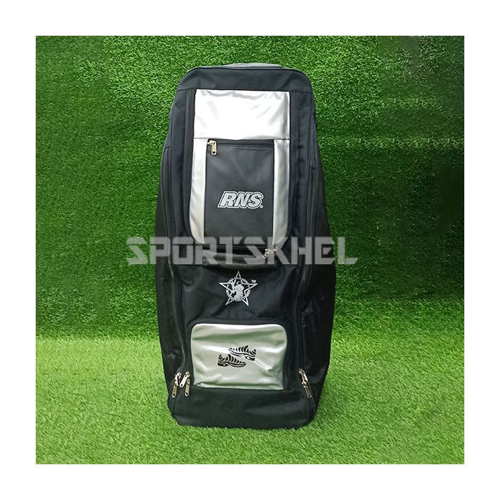 RNS Max 7 Plus Cricket Kit Bag With Wheels Black Silver